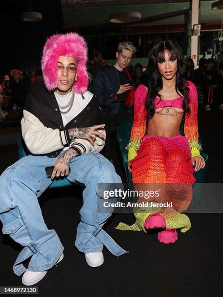Sfera Ebbasta And Coi Leray Ar Seen On The Front Row Of The Gcds