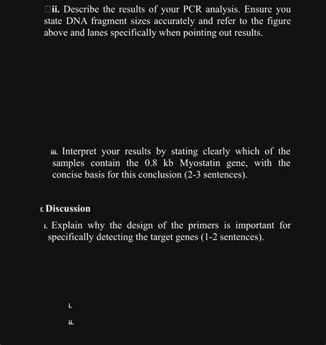 Solved ii. ﻿Describe the results of your PCR analysis. | Chegg.com