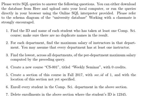 Solved Please Write Sql Queries To Answer The Following