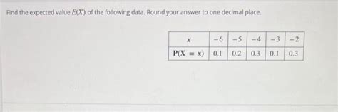 Solved Find the expected value E(X) of the following data. | Chegg.com