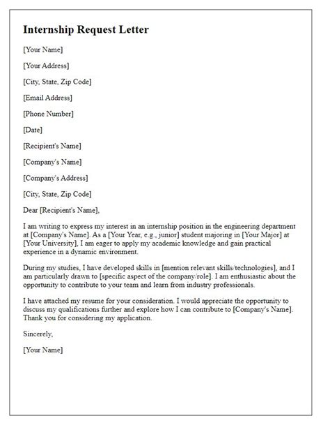 Letter Template For Internship Request Opportunity Free Samples In Pdf Letterin