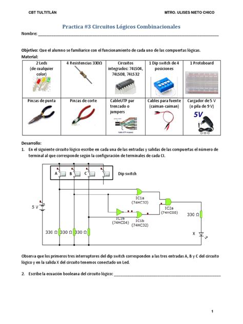Práctica 3 Circuito Combinatorio Pdf Puerta Lógica Diseño Electronico