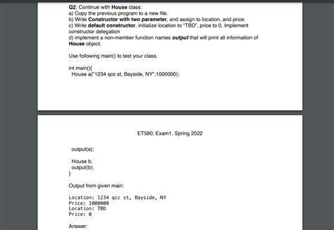 Solved Q1 Implement A Class Called House A A Class Named