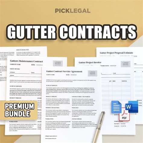 Gutter Installation Contract Service Agreement Bundle Contract
