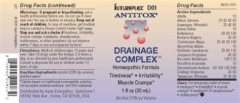 D01 Drainage Complex Apex Energetics Inc Package Insert