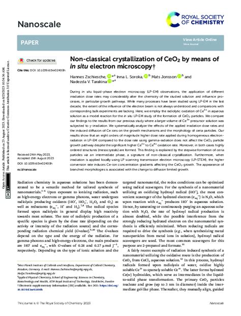 Pdf Non Classical Crystallization Of Ceo2 By Means Of In Situ