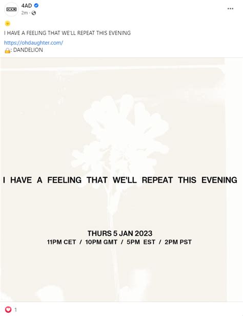 4ad I Have A Feeling That Well Repeat This Evening Password Dandelion 11pm Cet 10 Pm