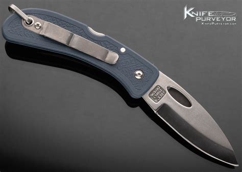 David Boye Custom Knife Denim Blue Cobalt Lockback With Marlin Spike