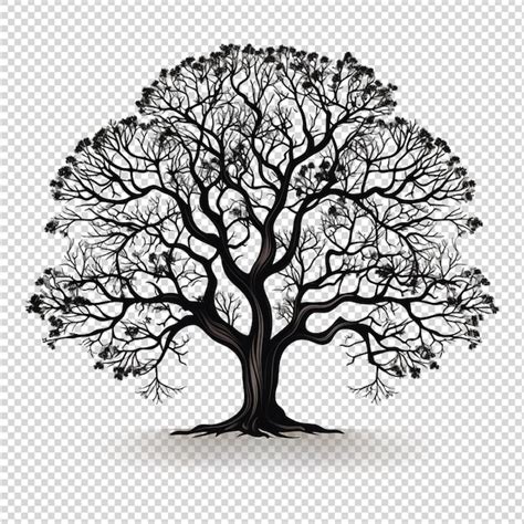 Premium Psd Oak Tree Roots Silhouette Isolated