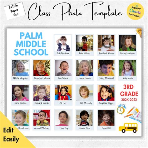 Editable School Class Photo Template In Canva Colorful Template20 21