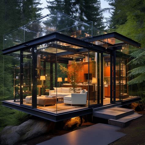 Tiny Glass House Designs Simple Modern One Story Glass House Design