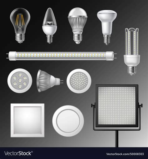 Realistic Led Lamps Set Royalty Free Vector Image