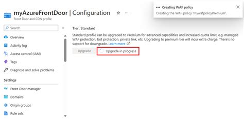 actualización de azure front door estándar al premium microsoft learn