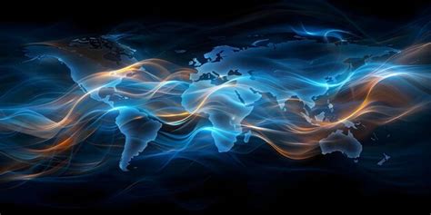 Abstract World Map Symbolizes Global Data Transfer And Cyber Tech