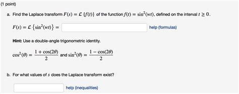 Solved Find The Laplace Transform F S L{f T } Of The