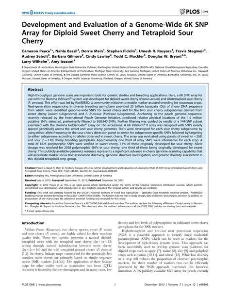 Pdf Development And Evaluation Of A Genome Wide 6k Snp Array For