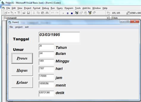 Cara Menghitung UMUR Dengan Visual Basic