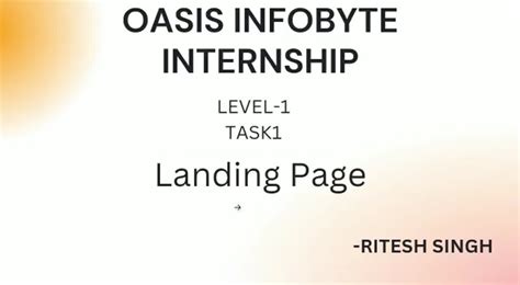 Ritesh Singh On Linkedin Internship Oasisinfobyte Webdevelopment Project