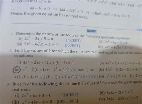 Hence The Given Equation Has No Real Roots Determine The Nature Of T