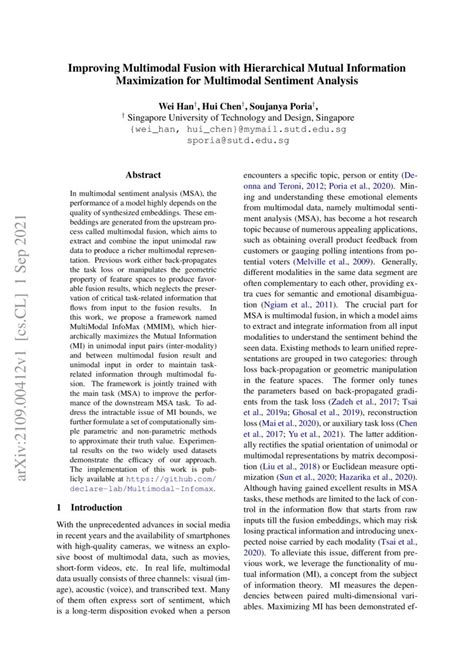 Improving Multimodal Fusion With Hierarchical Mutual Information Maximization For Multimodal