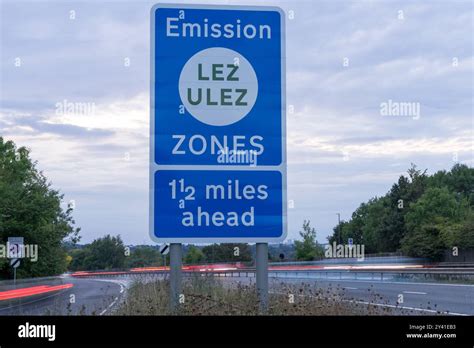 Lez And Ulez Traffic Sign Warning Drivers Of Entering Low Emission Zone