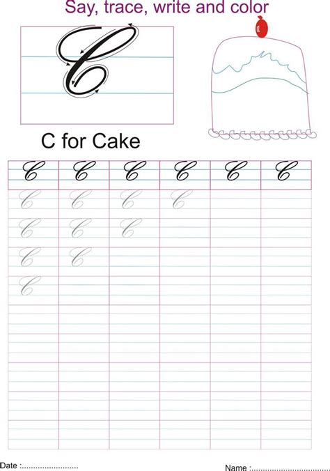 Cursive Writing Worksheets Letter C Writing Worksheets