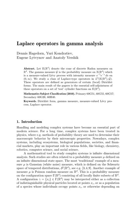pdf laplace operators in gamma analysis