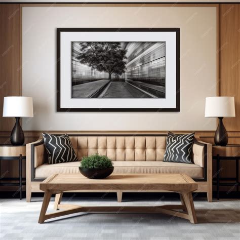 Premium Photo Classy Living Oakframed Rectangle Wall Vibrant Colors