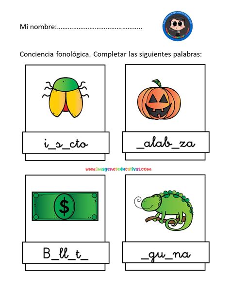 Fichas De Repaso De Conciencia Fonológica Imagenes Educativas