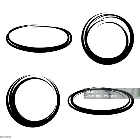 원형과 타원형 메시지 참고 마크 디자인 요소에 대 한 라운드 설정된 벡터 라인아트에 대한 스톡 벡터 아트 및 기타 이미지 라인아트 원형 0명 Istock