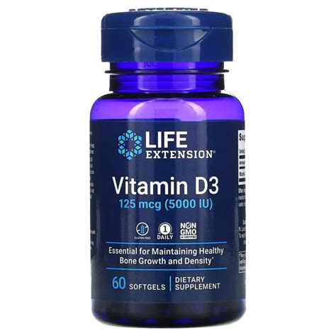 Life Extension Vitamin D3 125 Mcg 5000 Iu 60 Softgels Lazada Ph