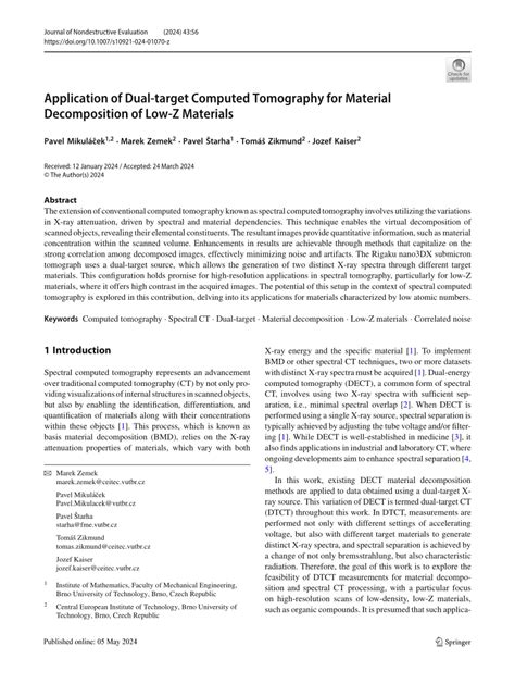 Pdf Application Of Dual Target Computed Tomography For Material Decomposition Of Low Z Materials
