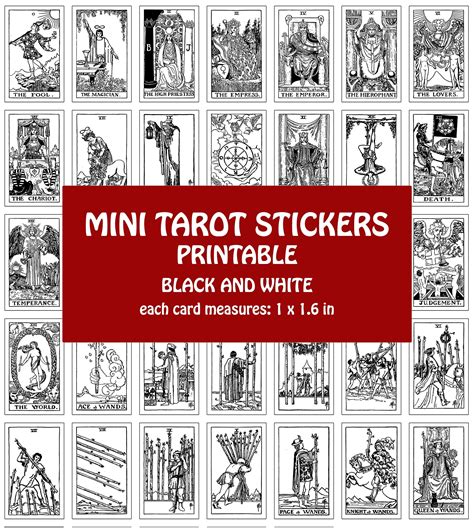 Tarot Stickers B W Printable Tarot Journaling Instant Download