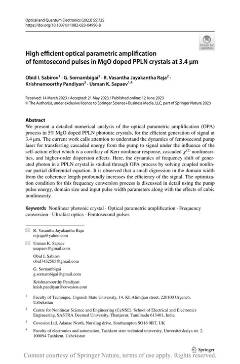 High Efficient Optical Parametric Amplification Of Femtosecond Pulses