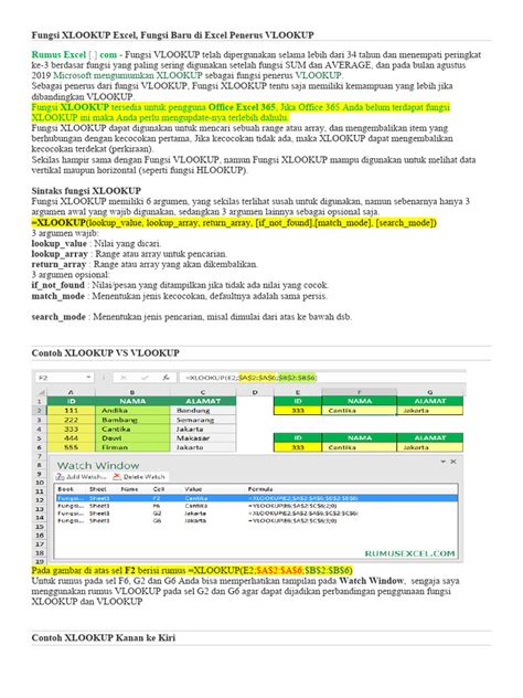 fungsi xlookup excel pdf