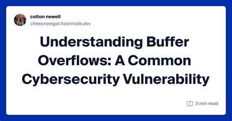 Understanding Buffer Overflows A Common Cybersecurity Vulnerability Colton Newell