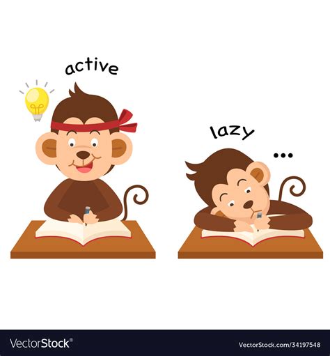 Opposite Active And Lazy Royalty Free Vector Image