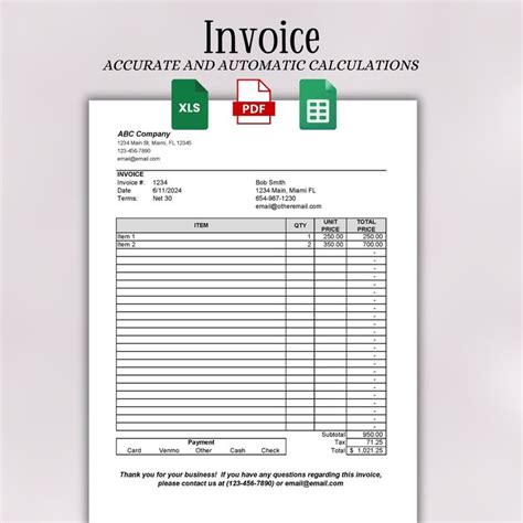 Editable Invoice Template Custom Order Invoice Form Excel Invoice