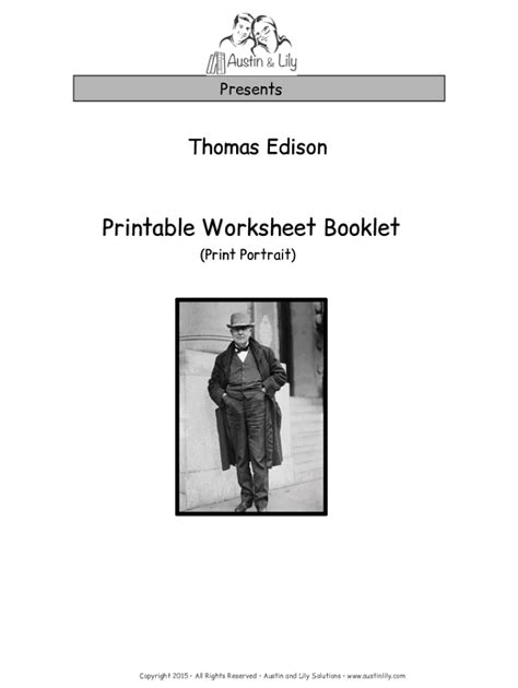 Fillable Online Thomas Edison Printable Worksheet Booklet Fax Email Print Pdffiller