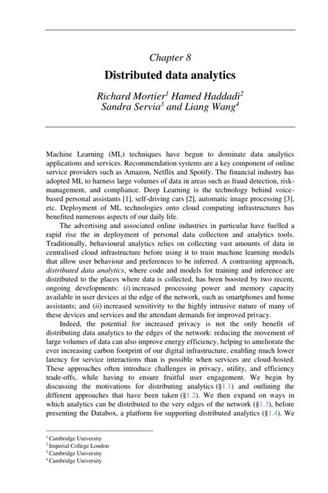 Pdf Distributed Data Analytics