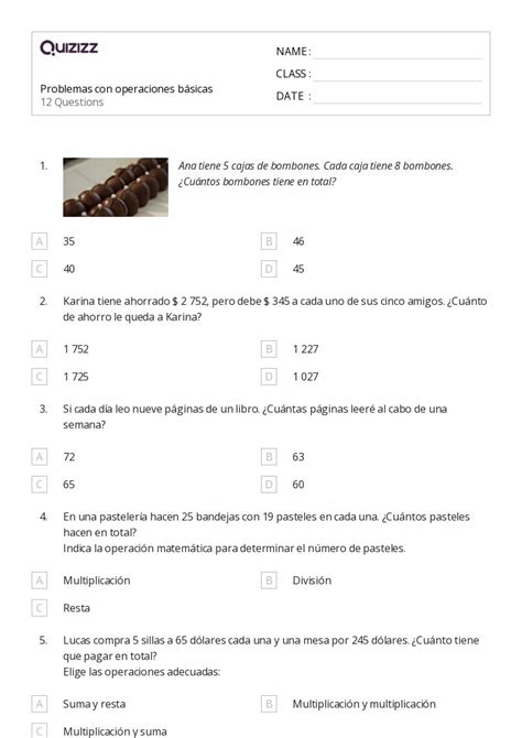 50 Problemas De Operaciones Mixtas Hojas De Trabajo Para Grado 1 En
