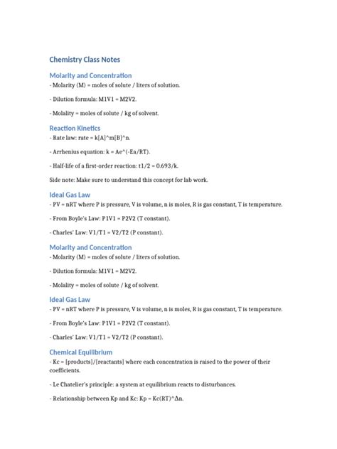 Chemistryclassnotes Pdf Reaction Rate Chemical Equilibrium