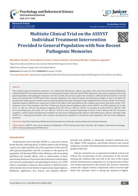 Pdf Multisite Clinical Trail On The Assyst Individual Treatment