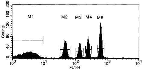 Fl 1 Histograms Of Mesf Beads Mixtures Quantum ™ 24 Premixed Fitc Mesf Download Scientific