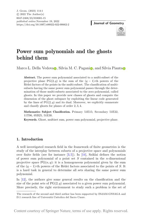 Pdf Power Sum Polynomials And The Ghosts Behind Them