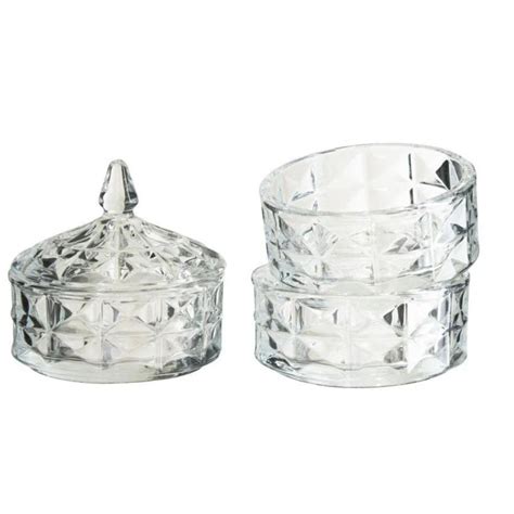 Stackable Embossed Glass Storage Set Woodka Interiors