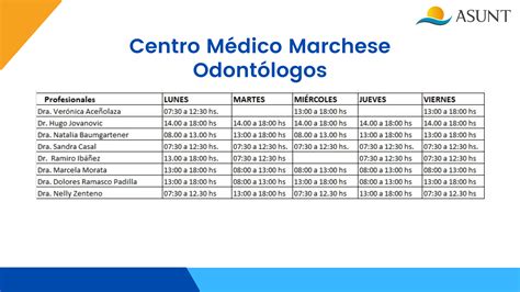 Horarios Centro Médico Dr Esteban Marchese Asunt