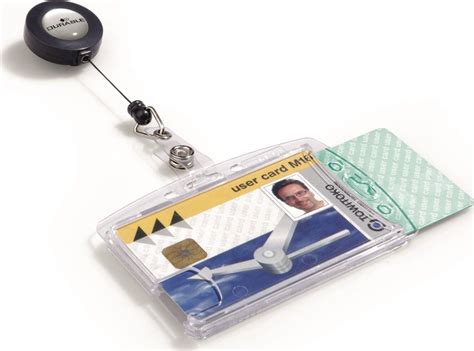 Durable Dual Security Pass Holder With Badge Reel 10 Pack • Pris