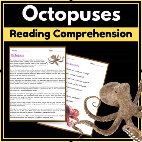 Octopus Reading Comprehension Informational Passage Worksheet By Jade