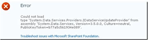 Error Could Not Load Type ‘systemdataservices